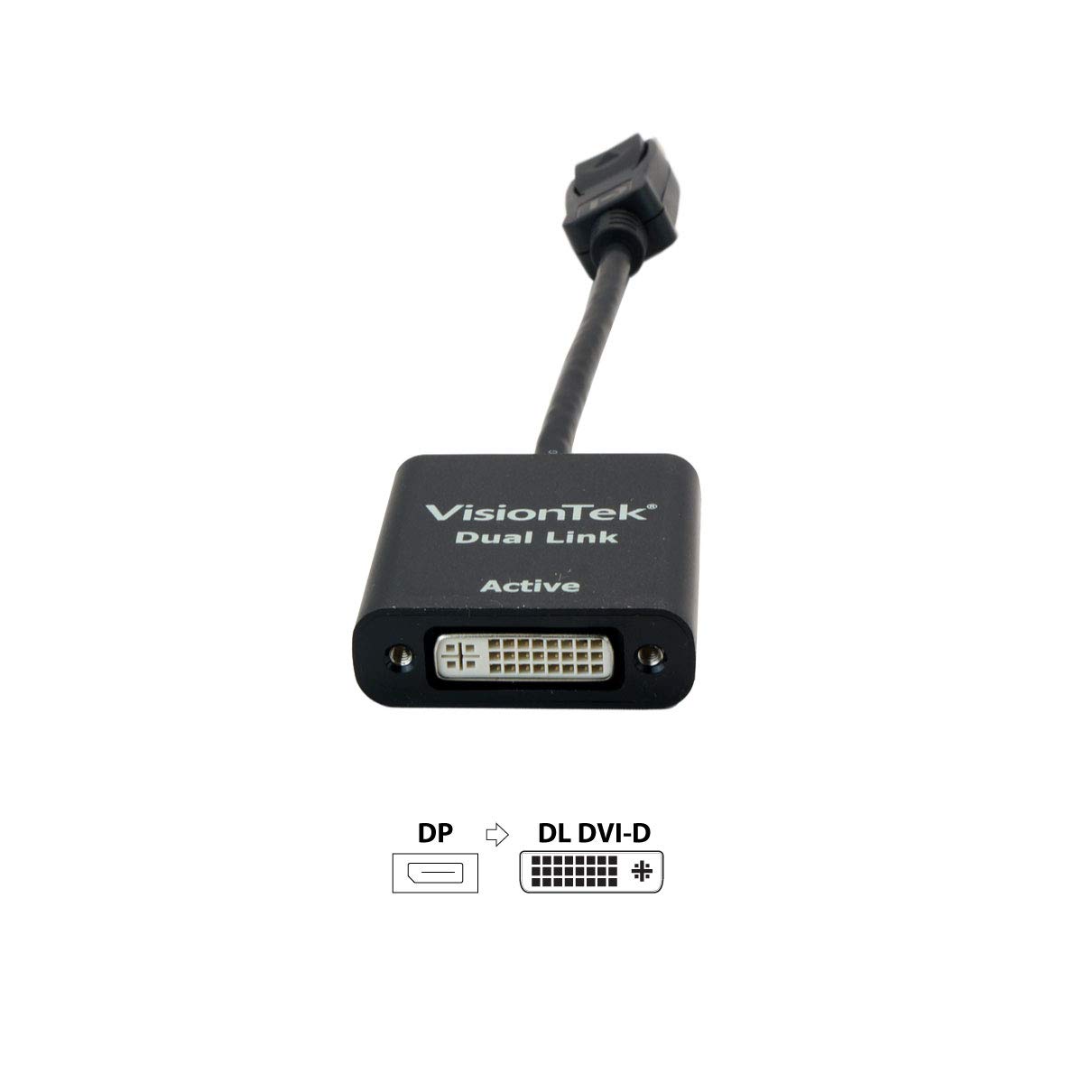 VisionTek DisplayPort to DVI-D Dual Link Active Adapter, 7 Inches, Male to Female, for Lenovo, Dell, HP, Desktop Graphics and More (900639)
