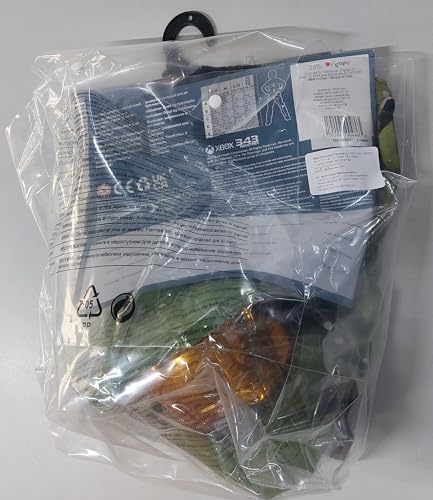 Halo Infinite Master Chief Costume, Kids Size Video Game Inspired Character Jumpsuit, Classic Child Size Large (10-12), Green & Black