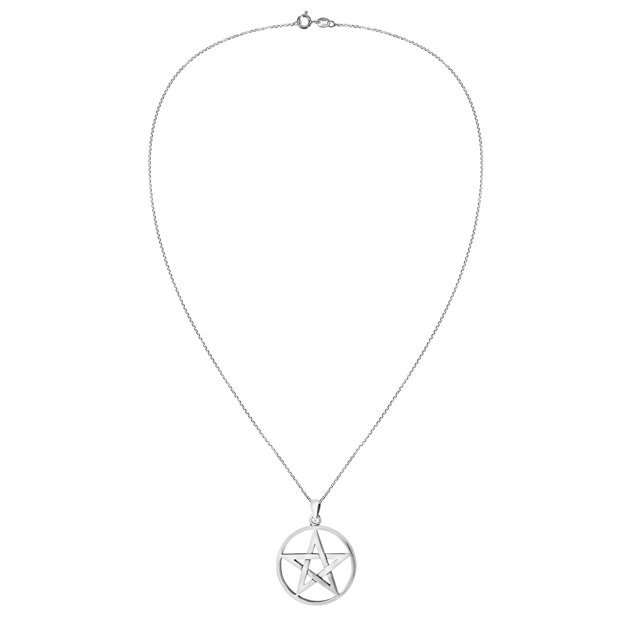 AeraVida Unisex Ancient Cool Mystical Star Pentagram Casual Accessory .925 Sterling Silver Pendant Necklace