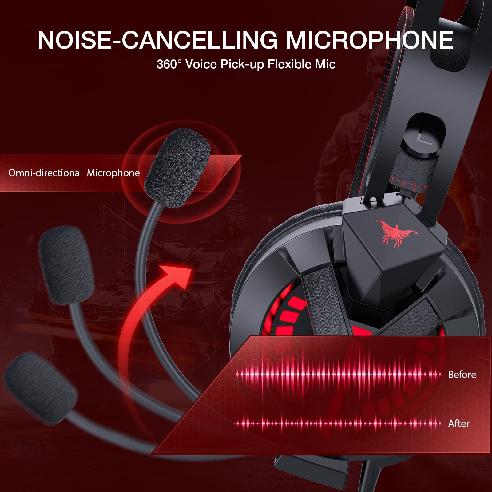 Ajsaki M180 Pro Retro Gaming Headsets, Stereo PlayStation 4 Headset with Microphone, Wired PC Headset with Noise Cancelling Mic, Over-Ear Gaming Headphones for PC/MAC/PS4/PS5/Nintendo Switch/Xbox One
