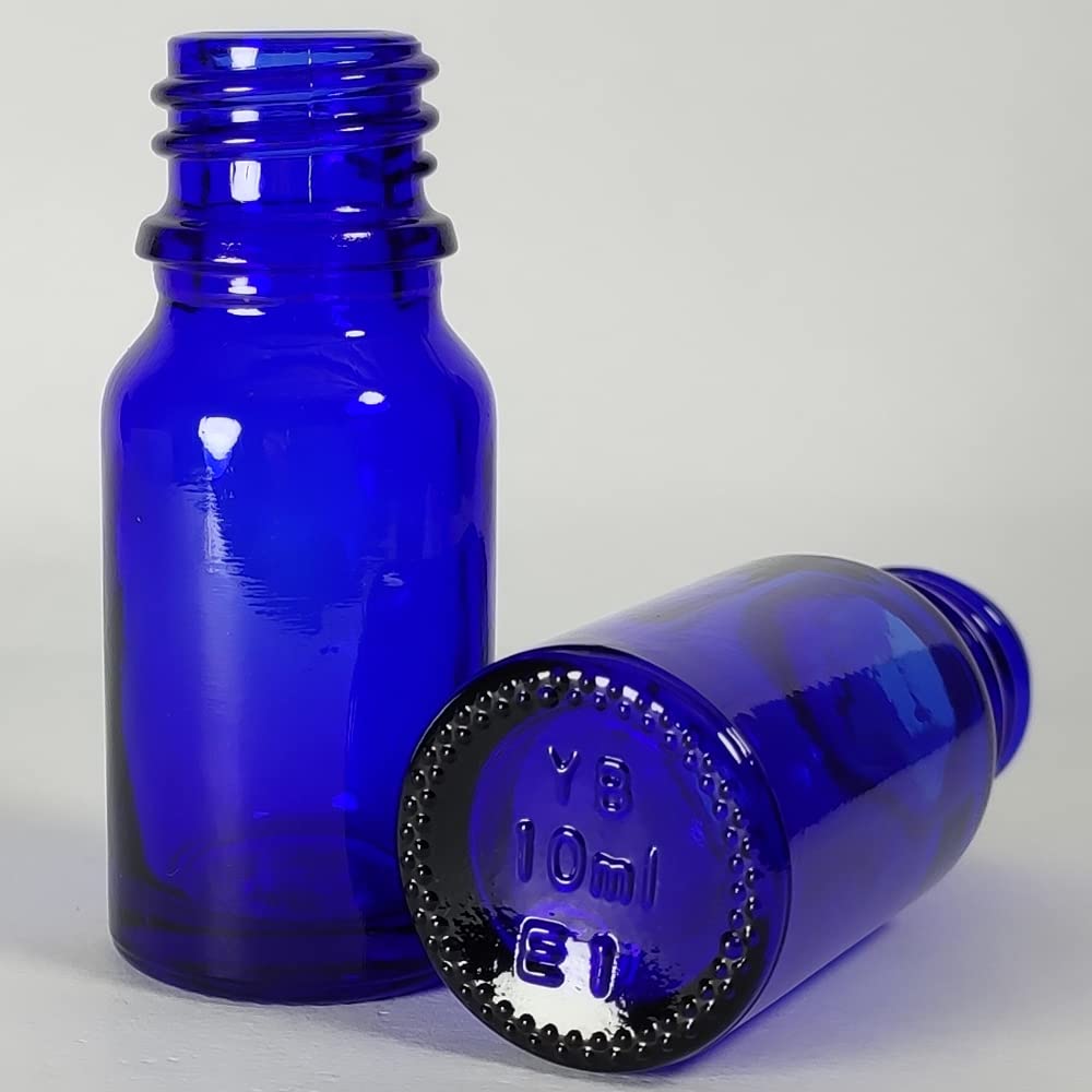 Bioll 10ml (1/3 oz) Glass Dropper Bottle. Essential Oil Bottle With Glass Eye Droppers. For Lab Bottles, Alcohol Bottles And Sterilize Water Bottles-24Pcs (Blue)