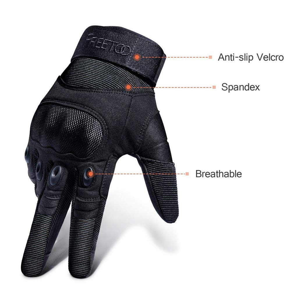 Andyshi Mens Gloves for Motorcycle Rubber Knuckle Outdoor Gloves Climbing Cycling Glove Touchscreen