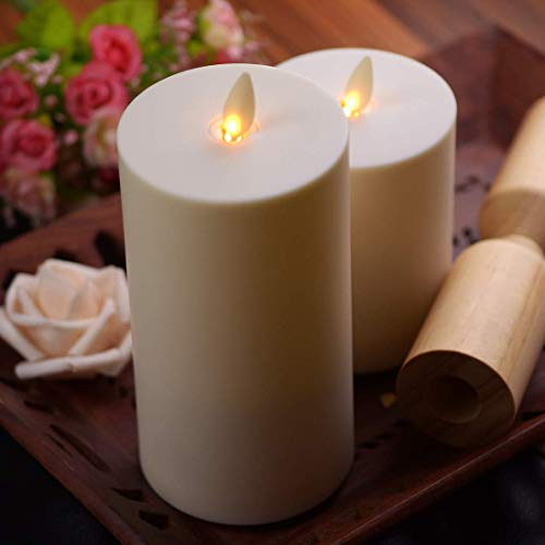 AGLARY Waterproof Battery Operated LED Candles, Timer Function with Remote Control Pillar Candles, Outdoor Indoor for Party Garden Wedding Patio Decoration 3x7 Inch