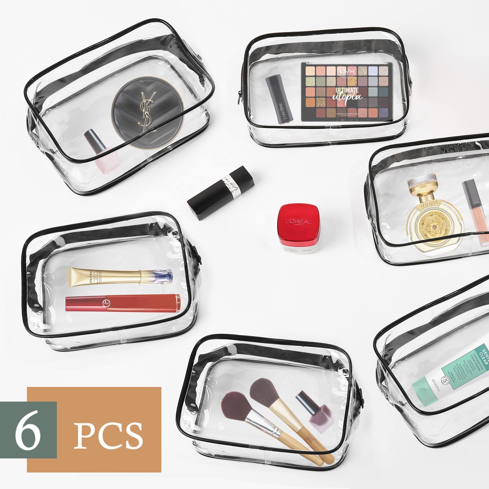 AURUZA TSA Approved Toiletry Bag Portable Cosmetic Makeup Bag for Vacation, Bathroom and Organizing(Large) (clear) (clear)