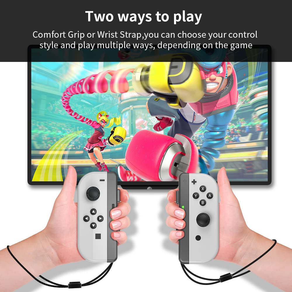 JDDWIN Joycon Grips Compatible with Switch & Switch OLED Controllers,Wear-Resistant Joy-con Handle for Switch/Switch OLED. (Black)