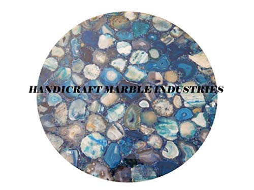 Blue Agate Stone Round Dining Table Top, Blue Agate Stone Round Coffee Table Top, Blue Agate Stone Round Centre Table Top, Home Decor, Piece Of Conversation, Family Heir Loom