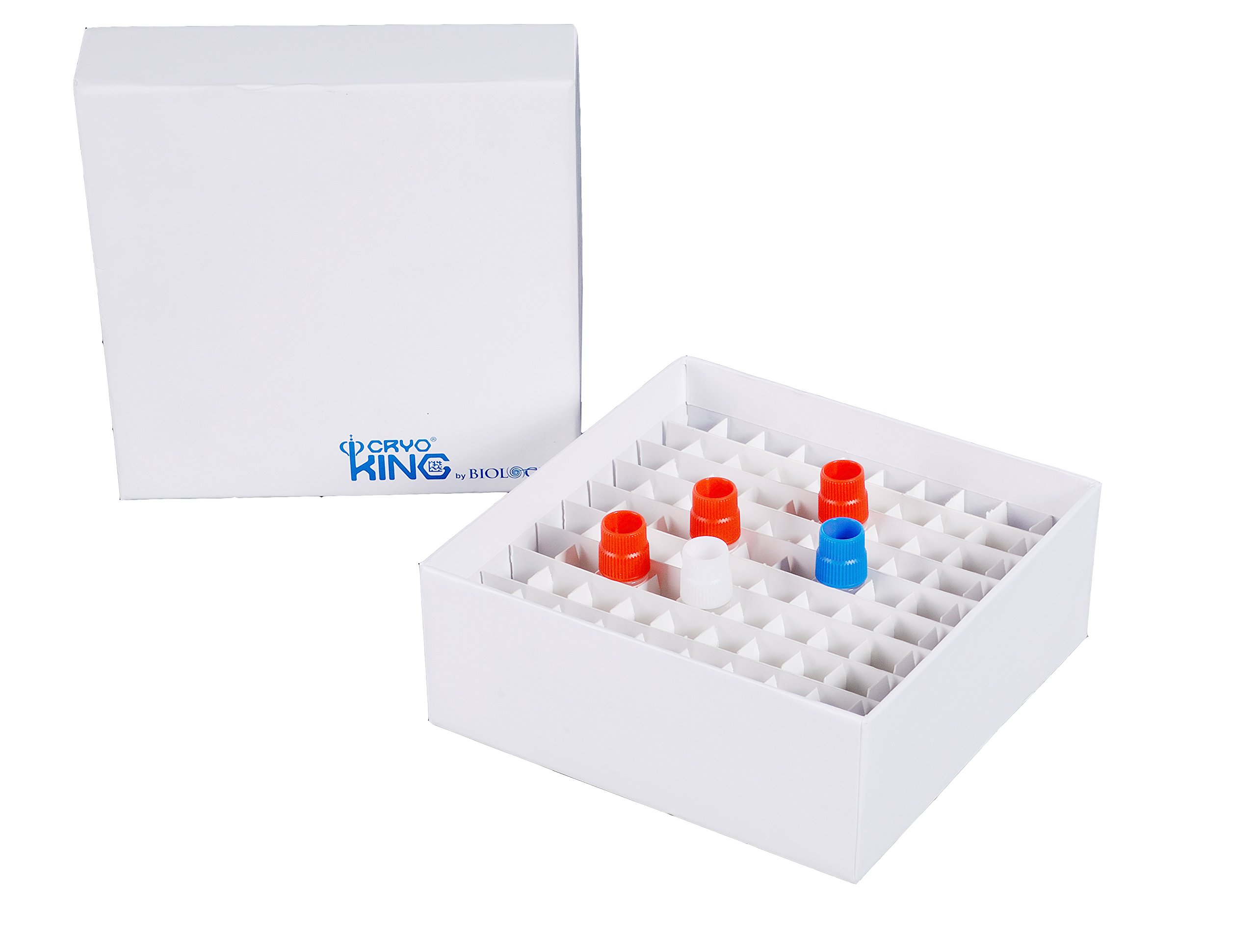 Biologix 90-1281 Cardboard Microcentrifuge Tube Freezer Storage Box, 2" Height, 81 Places (Case of 100)