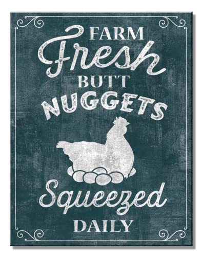 Desperate Enterprises Farm Fresh Butt Nuggets Tin Sign - Nostalgic Vintage Metal Wall Decor - Made in USA