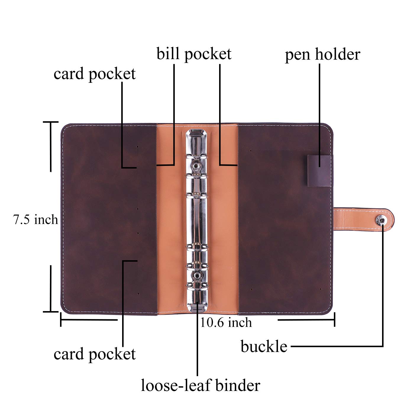 Antner A6 Budget Binder with Zipper Envelopes for Budgeting, Money Organizer for Cash, Budget Planner with Multicolor Cash Envelopes, Money Saving Binder, Light Brown