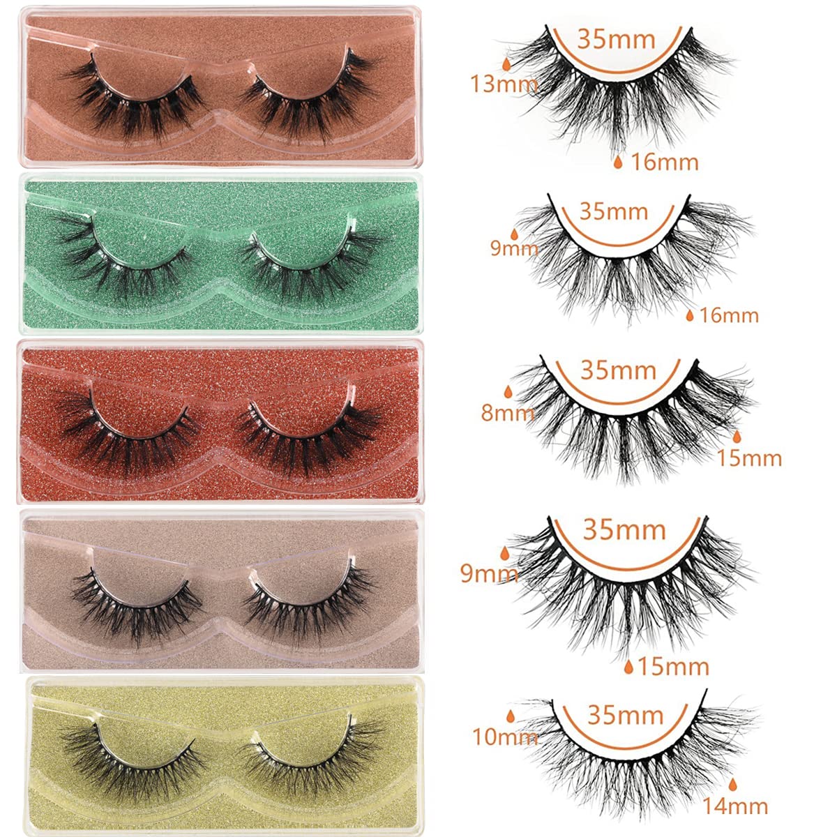 APCYUST Lashes Bulk 30 Pair Wholesale Short Natural Lash Fluffy Mink Eyelashes 15mm Faux Mink False Lash 16mm Cat Eye Fake Eyelash Soft 14mm Wispy Strip Eye Lashes with Individual Portable Lash Pack
