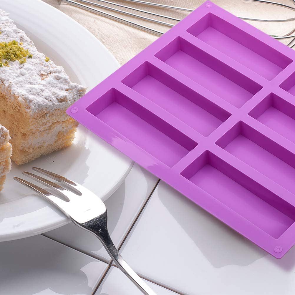 AFINSEA 3 PCS Granola Bar Mold Silicone Mold,Rectangle Cereal Energy Bar Mold Butter Mold for Ganache, Chocolate Bar, Truffles, Cheesecake, Pudding(8-Cavity)
