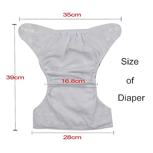 Ohbabyka Baby Reusable Waterproof Bamboo Cloth Diapers Nappies + 5 pics Insert (One Size, Girls)
