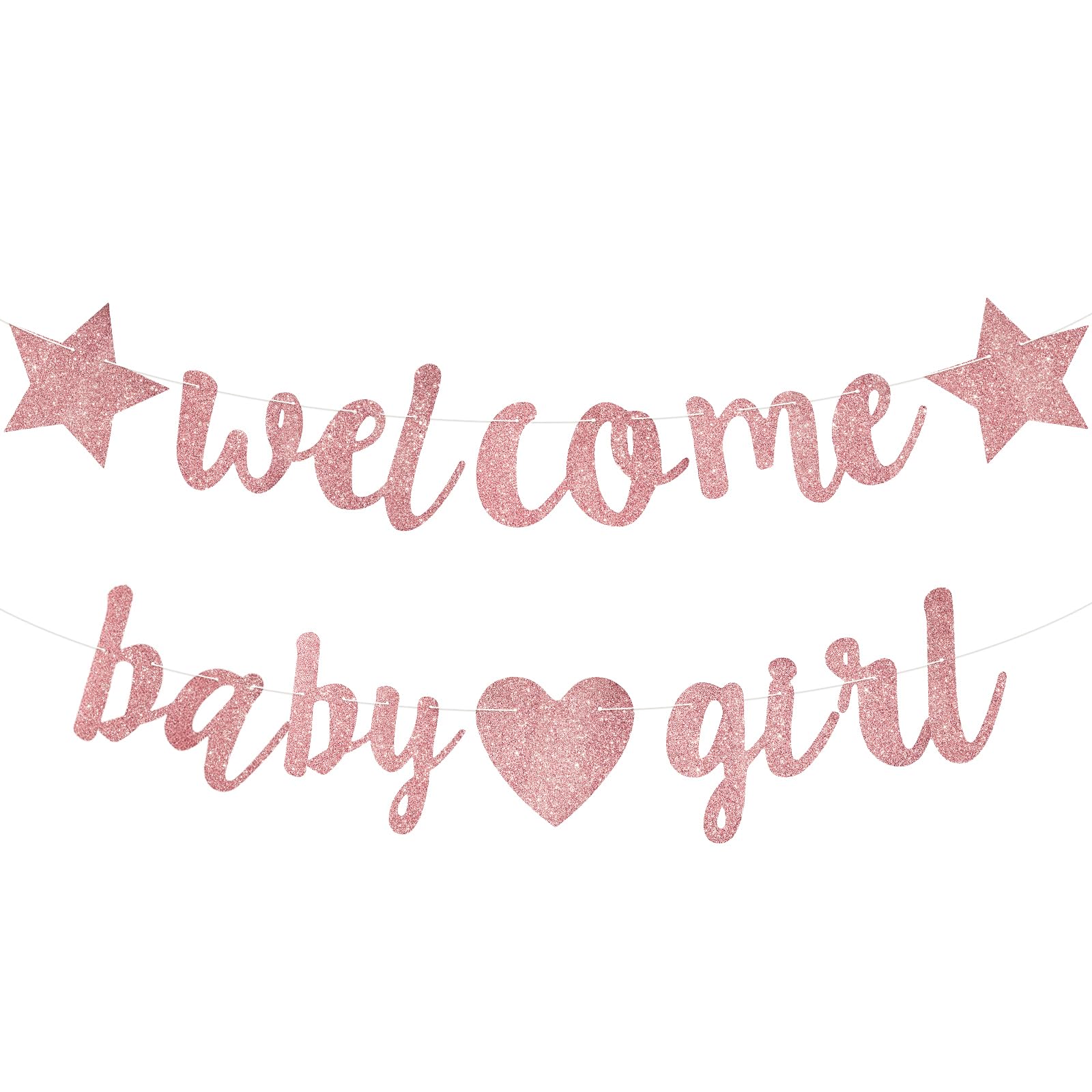 Baby Shower Decorations for Girl, 3M Long Baby Girl Banner, Welcome Banner, Pink Baby Shower Banner for Gender Reveal Party (Pink)