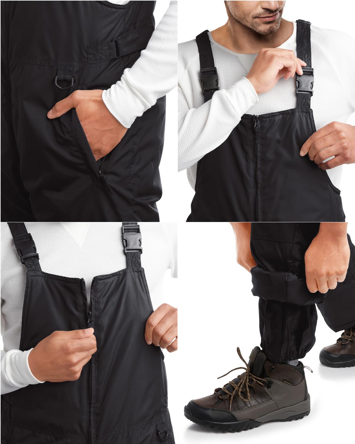 Arctic Hero Men’s Snow Bib – Insulated Waterproof Snow Pants Ski/Snowboard Overalls (S-2XL), Size Medium, Black