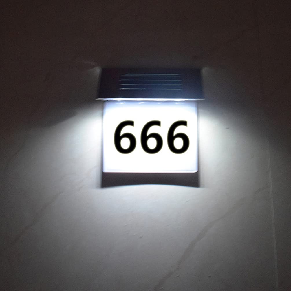 DOITOOL LED Flag Led Signs 2pcs Solar House Number Plaque Light with Motion Sensor LED Light Address Number Outdoor Metal Plaque Lighted Up for Home Garden Street Outdoor Digital Signs