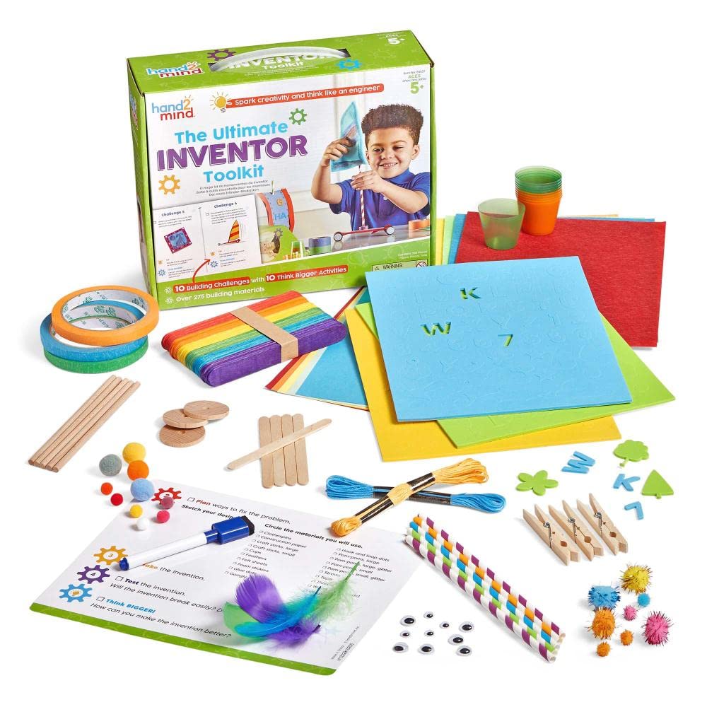 hand2mind Ultimate Inventor Toolkit, Ages 5+, Kids Inventing Kit, Ultimate Craft Kit, Science Projects for Kids, Engineering Toys for Kids, STEM Building Toys, Kids First Science Kit, STEM Activities