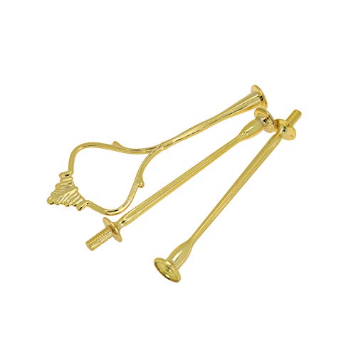 Quluxe 4 Sets 3 Tier Crown & Sunflower Cake Stand Fruit Cake Plate Handle Fitting Hardware Rod Stand Holder with Stylus for DIY Making Cupcake Serving Stand Decoration- Gold