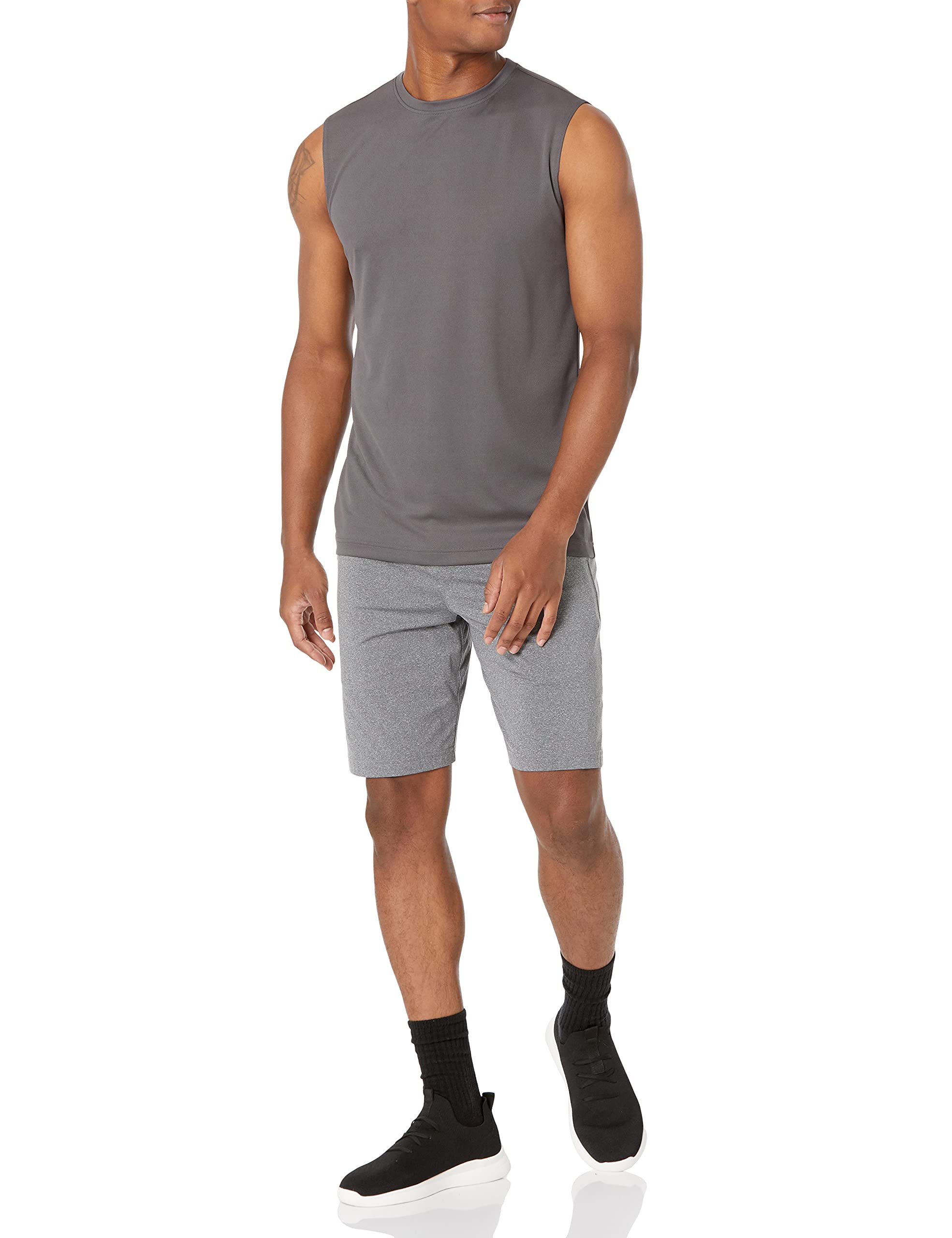 Amazon Essentials Men's Active Performance Tech Muscle Tank, Pack of 2, Black/Dark Grey, 4X-Large Big