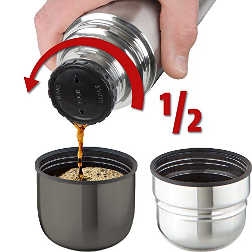 Isosteel Duo 9900DAT Top 0 75 Litre Stainless Steel Vacuum Flask, Titan/Grey, 8.2 x 7.7 x 30.4 cm