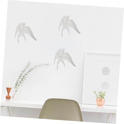 Metal White Sparrow Wall Decor: Large Flying Bird Wall Art Swallow Wall Mount Hanging Figurine 3D Aninal Sculptures for Garden Home Bedroom Living Room