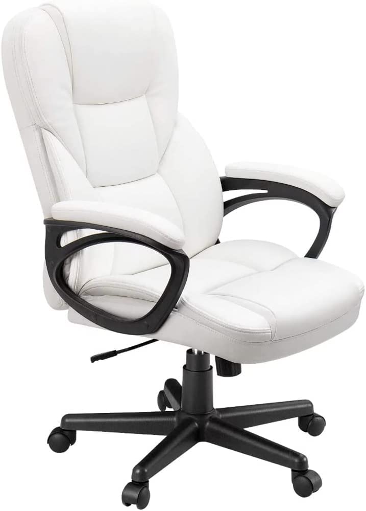 LETREM Office Chair Ergonomic for Lumbar Support Task Swivel,Ergonomic Executive Chair with Arms and Wheels Dining Room Computer Chair Learning Desk Chair Meeting Chair A/White/One Side