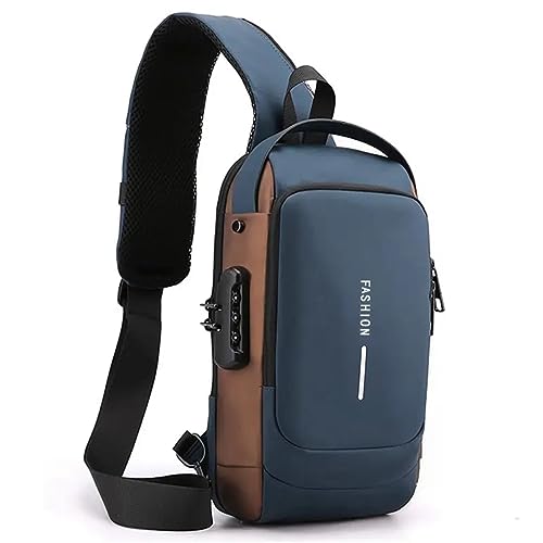 Anti Theft Waterproof Shoulder Chest Bag With USB And Coded Lock Sling Bags, Chest Bag, Shoulder Bag (Blue)