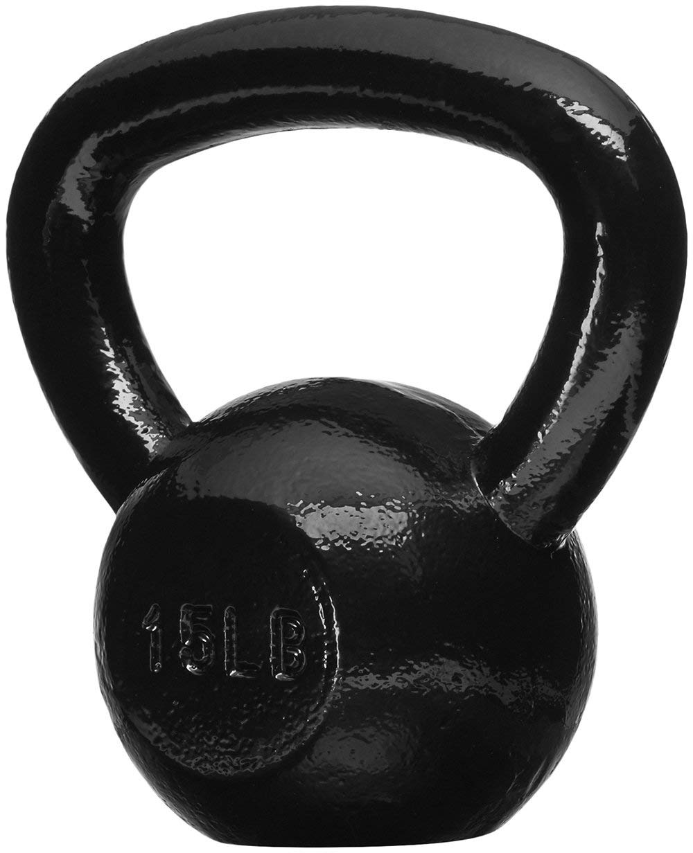 Amazon Basics Cast Iron Kettlebell with Enamel Finish, 15 pound, Black
