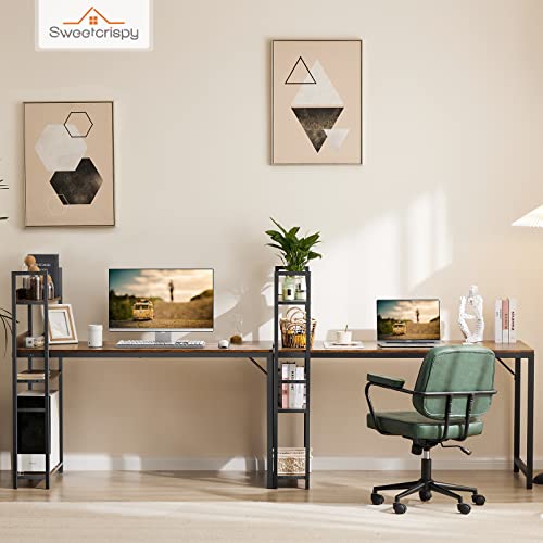 Desk Computer Desk with Shelves, Home Office Desks Table 47 Inch PC Desk Bedroom Desk Work Desk Study Desk Wood Desk with Storage Removable Middle Shelf for Dorm, Student, Gaming
