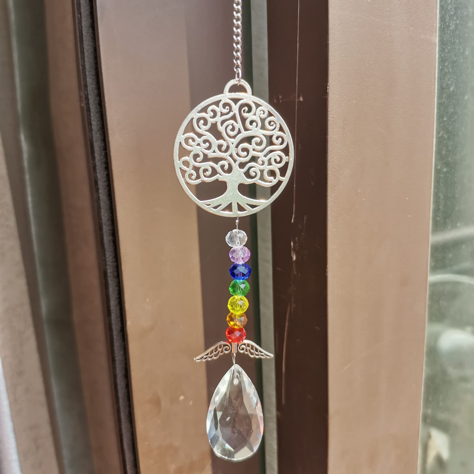 Healing Crystal Car Hanging Tree of Life Accessories Rearview Mirror Window Garden Decorations Wall Home Decor Ornaments