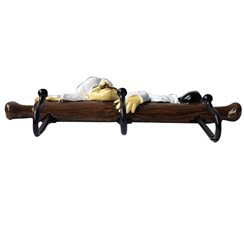 KiaoTime Fat Chef Decor Cute Home Kitchen Restaurant Bakery Decorative Chef with Bread Figurine Wall Hooks Oven Gloves/Hat/Cap/Coat/Apron Wall Mount Rack Hook Hanger