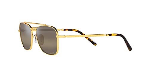 Ray-Ban RB3636 New Caravan Square Sunglasses, Legend Gold/Polarized Clear Gradient Dark Brown, 55 mm