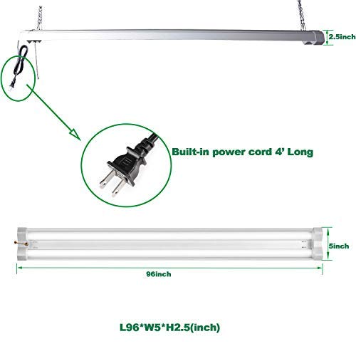 ANTLUX 8FT LED Shop Light for Garage, 72W 8000LM, 5000K, 8 Foot Ceiling Light Fixtures, Plug in, Fluorescent Replacement for Workshop Warehouse Basement, Hanging Lighting with on/Off Pull Chain