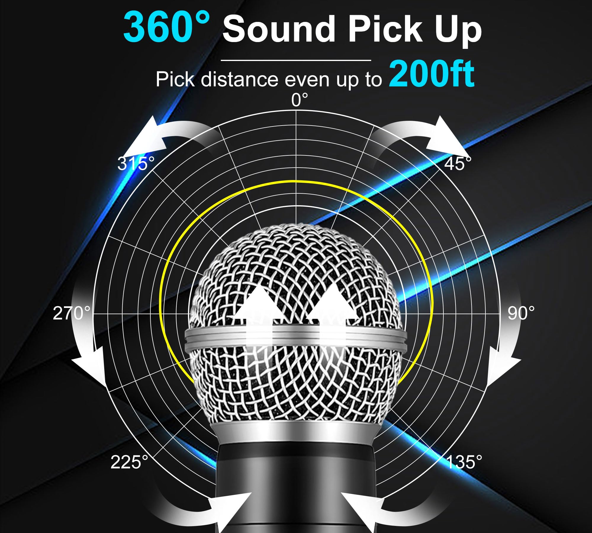ALPOWL Wireless Microphone, UHF Dual Handheld Cordless Microphone with Rechargeable Receiver, 40H Duration, 200ft Range, Microphone for Singing, Karaoke, Church, Speech, Wedding, Party Singing
