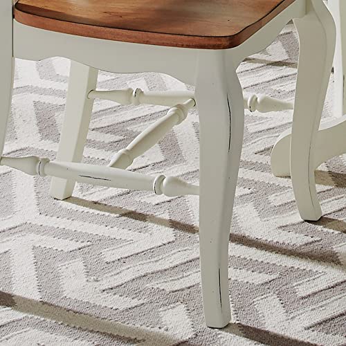 Home Styles French Countryside Oak/White Pair of Chairs with Distressed Oak and Rubbed White Finish 16.5D x 17.75W x 18H in