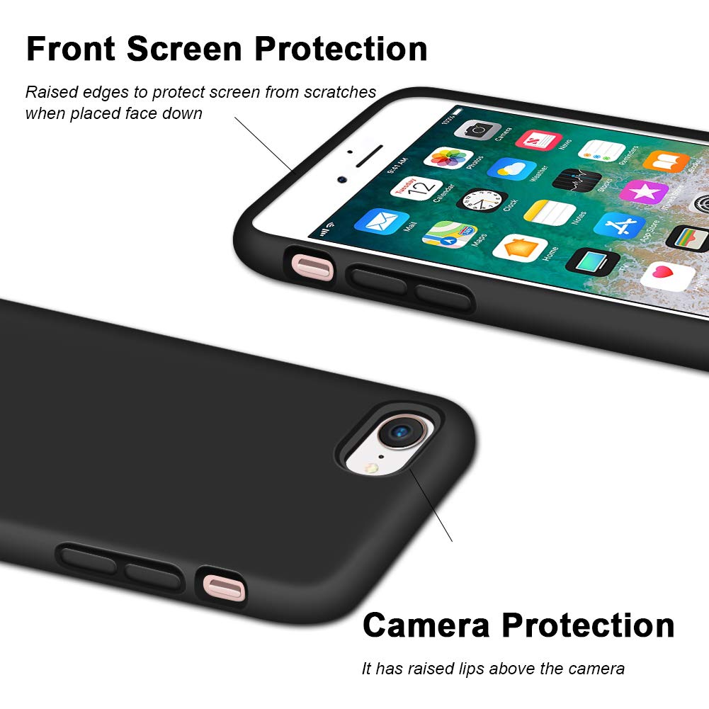 Anuck iPhone SE Case 2022/2020, iPhone 8 Case, iPhone 7 Case, Non-slip Liquid Silicone Gel Rubber Bumper Phone Case Soft Microfiber Lining Hard Shockproof Protective Cases Cover 4.7", Light Blue