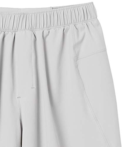 Amazon Brand - Peak Velocity Men's 7'' Run Short with Boxer Brief, Light Grey, X-Large