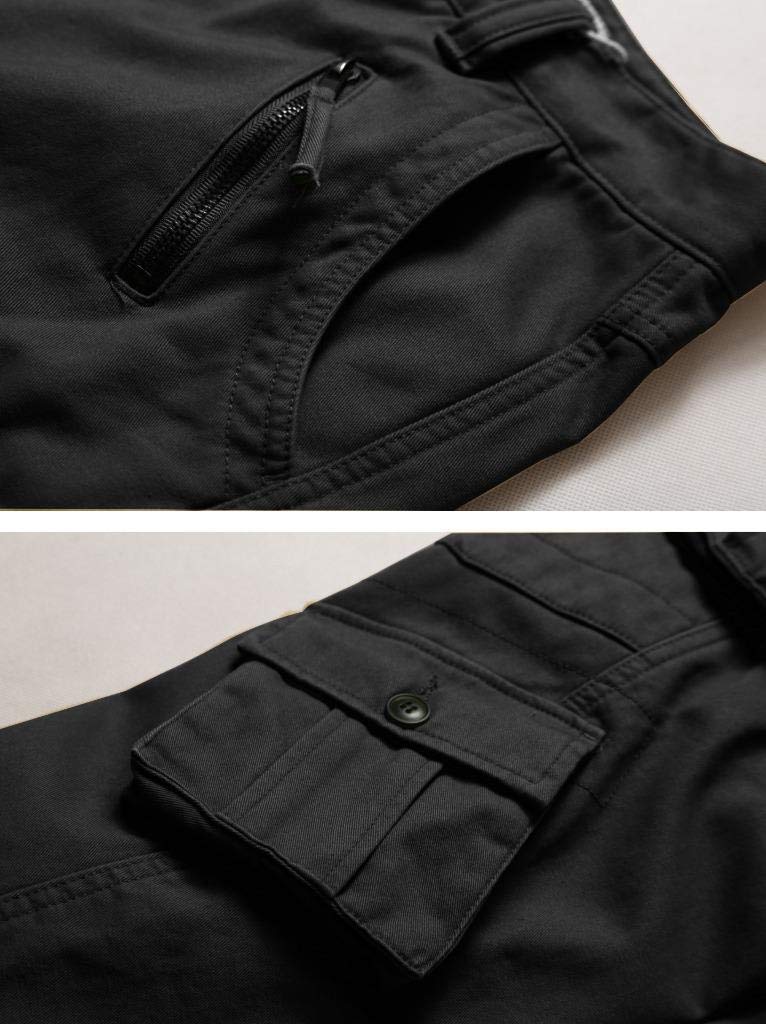 AKARMY Men's Fleece Lined Hiking Pants Outdoor Cargo Pants Casual Work Ski Pants with 8 Pockets Black 34