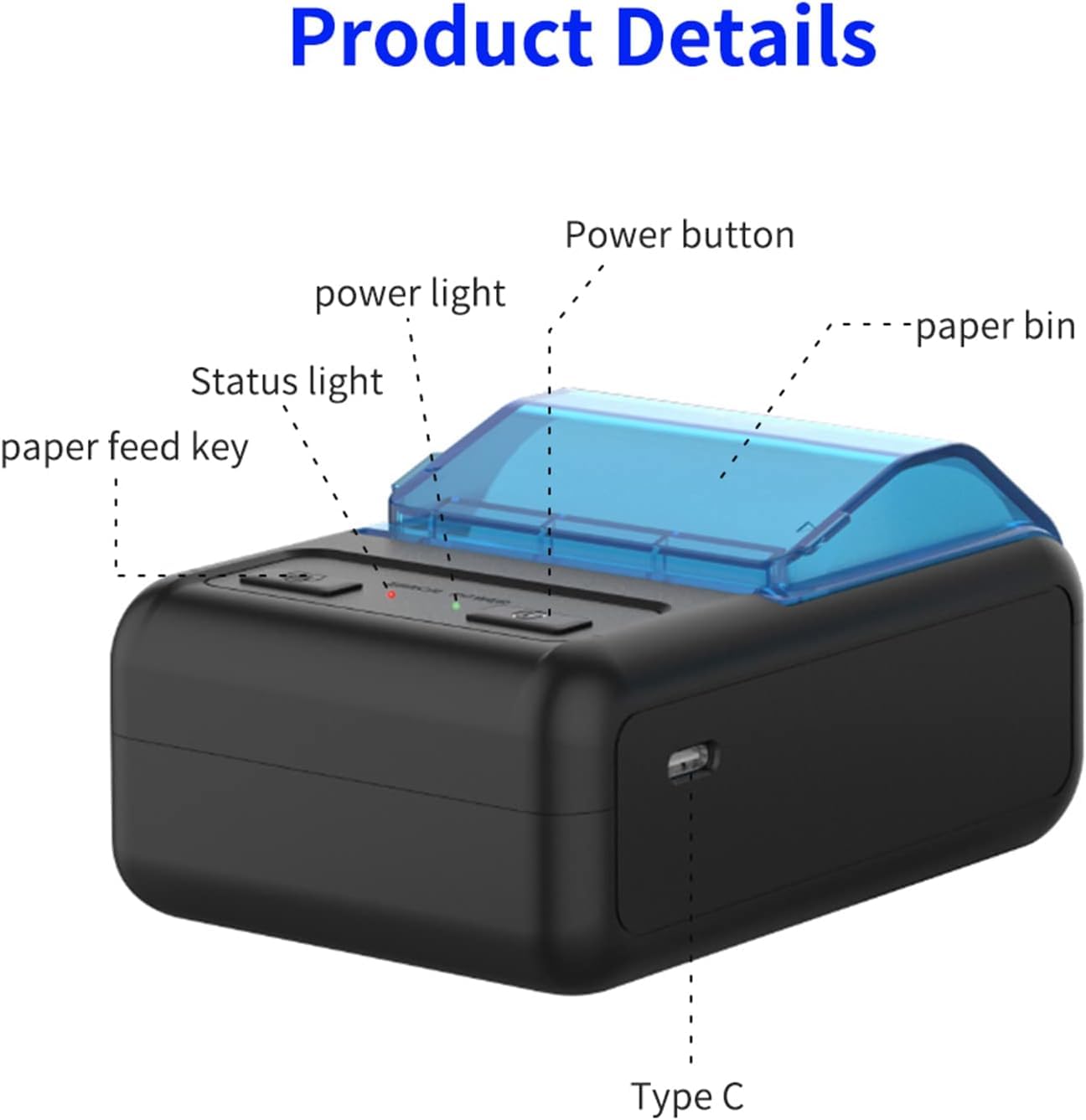 Bagana Receipt Printer Bluetooth Thermal Portable Wireless POS Printer for Small Business 58mm Mini Mobile Ticket Printer for Android & Windows, No Square&iOS and Mac
