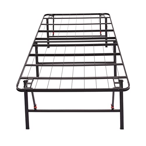 Amazon Basics Foldable Metal Platform Bed Frame with Tool Free Setup, 18 Inches High, Sturdy Steel Frame, No Box Spring Needed, Twin, Black