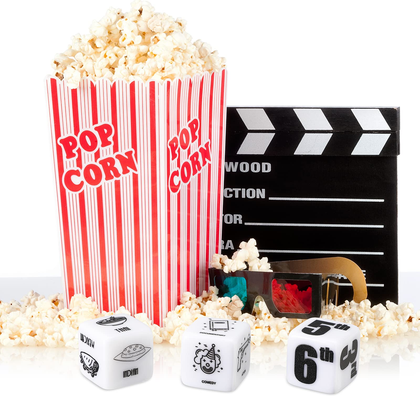 Landhoow 3 Pcs Dinner and a Movie Decider Dice Valentines Day Gifts for Him Her Decision Dice with a Black Velvet Storage Bag for Couples Games Wedding Honeymoon Anniversary Present, 0.8 Inch