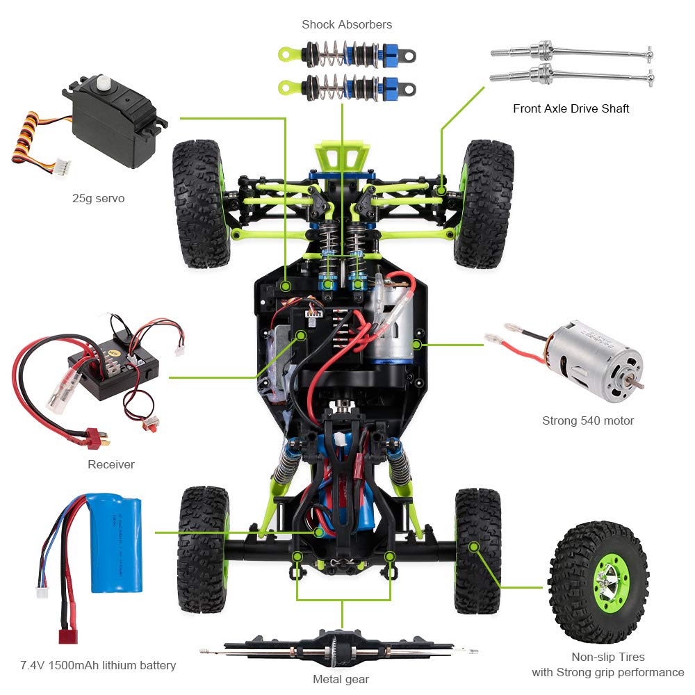 GoolRC WLtoys 12428 RC Car, 1/12 Scale 4WD 50km/h High Speed RC Rock Crawler, 2.4Ghz Remote Control Off Road Truck for Adults & Kids