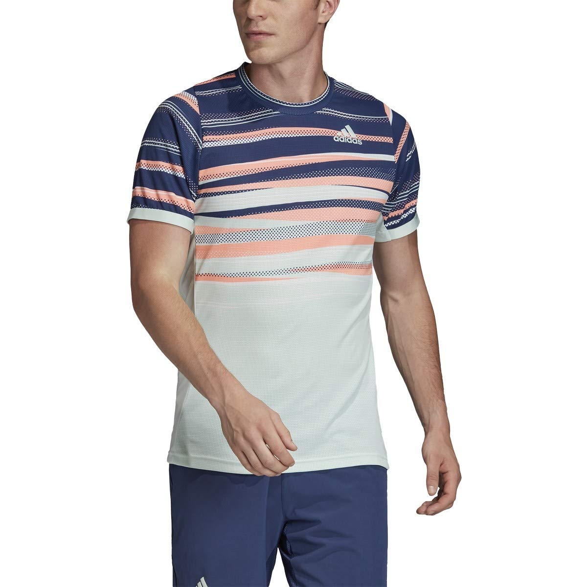 adidas Men's Freelift Tee HEAT.RDY Dark Green/Tech Indigo Large