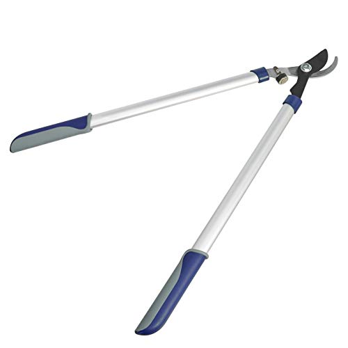 Amazon Basics Garden Tool Collection - Bypass Lopper, Tree Trimmer, With Carbon Steel non-Stick Coating Blade, Aluminum tube handle with Comfort Grips 28'', White