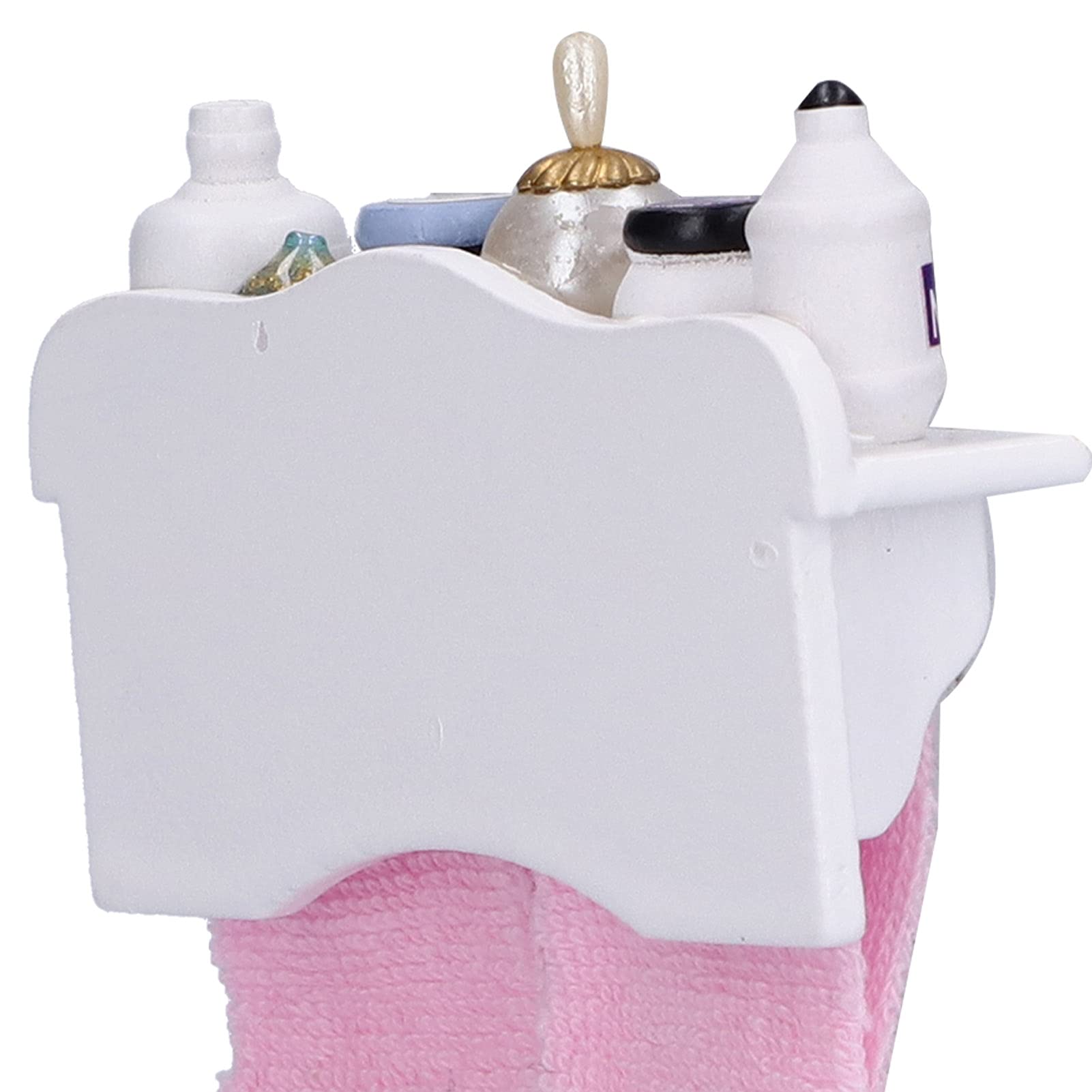 Dollhouse Wooden Towel Rack Bottles, 1:12 Simulation Miniature Furniture Model Toy for Dollhouse Bathroom Decoration Accessories