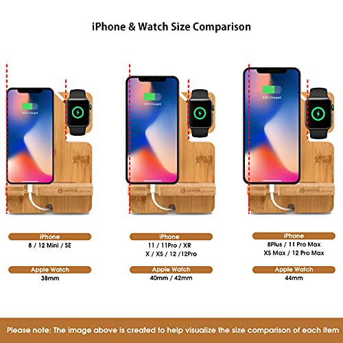 JACKCUBE Design Bamboo Charger Dock Stand Multi Device Charging Station Organizer Holder for Smartphone Cellphone Mobile Phone β :MK243A
