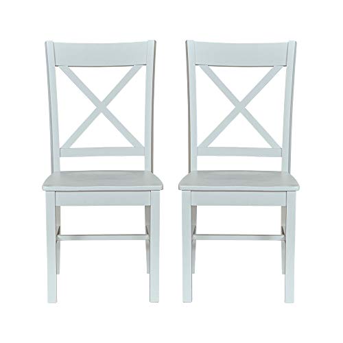 Amazon Brand β Ravenna Home Solid Pine Dining Chair with Cutout Back, 38"H, White Finish, Set of 2