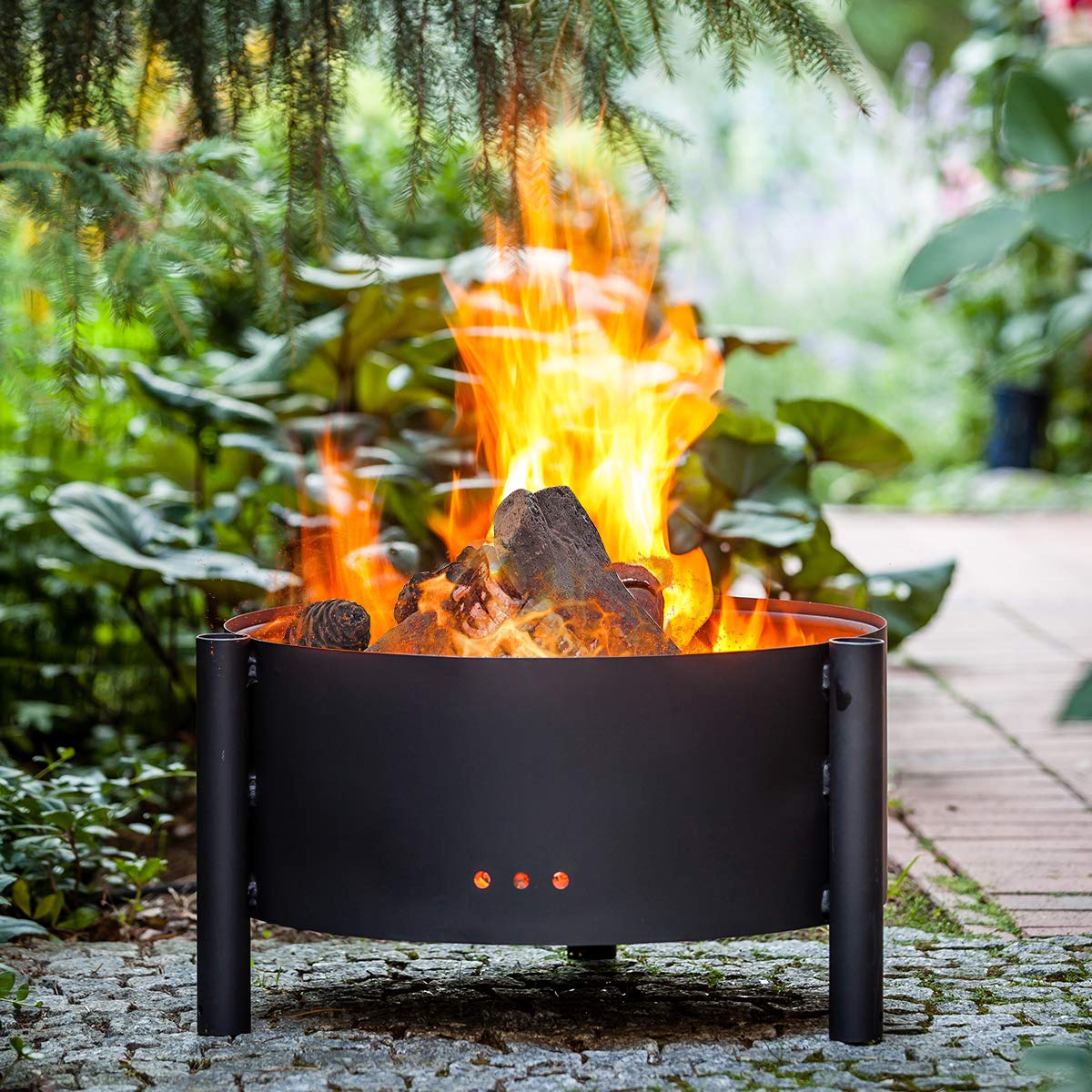 Goplus Ceramic Wood Gas Fireplace Log Set for Ventless, Propane, Gas, Gas Inserts, Vent-Free, Gel, Ethanol, Electric, Indoor, Outdoor Fireplaces and Fire Pits (9 PCS)