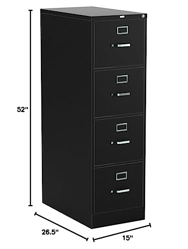 HON 4-Drawer Letter File - Full-Suspension Filing Cabinet, 26-1/2-Inch Black (310 Series - Model 314PP)