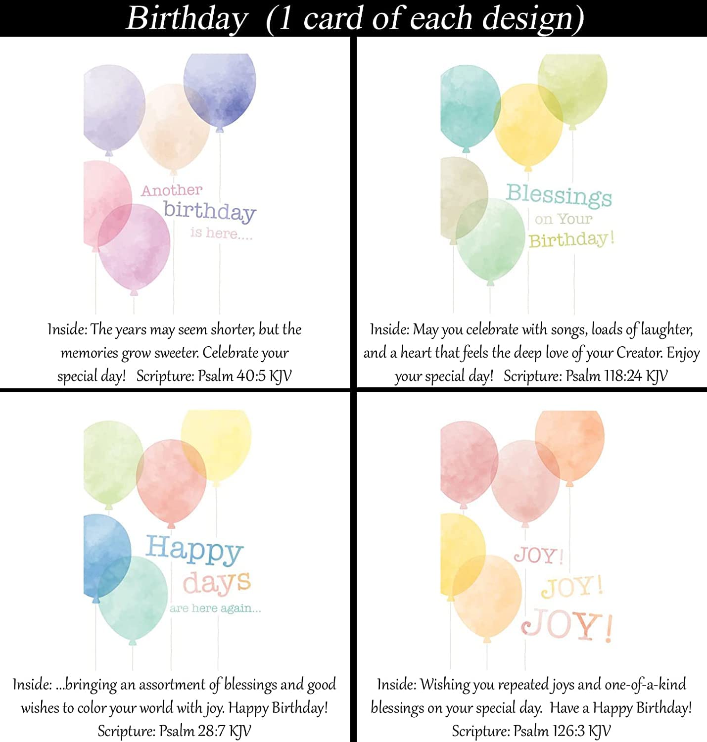 Birthday (No Repeated Cards) 32 Designs Christian/Religious Greeting Card Assortment #3 ~ Scripture in every card
