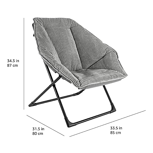 Amazon Basics Hexagon Shaped Chair with Foldable Metal Frame, Grey, 33.5"D x 31.5"W x 34.3"H
